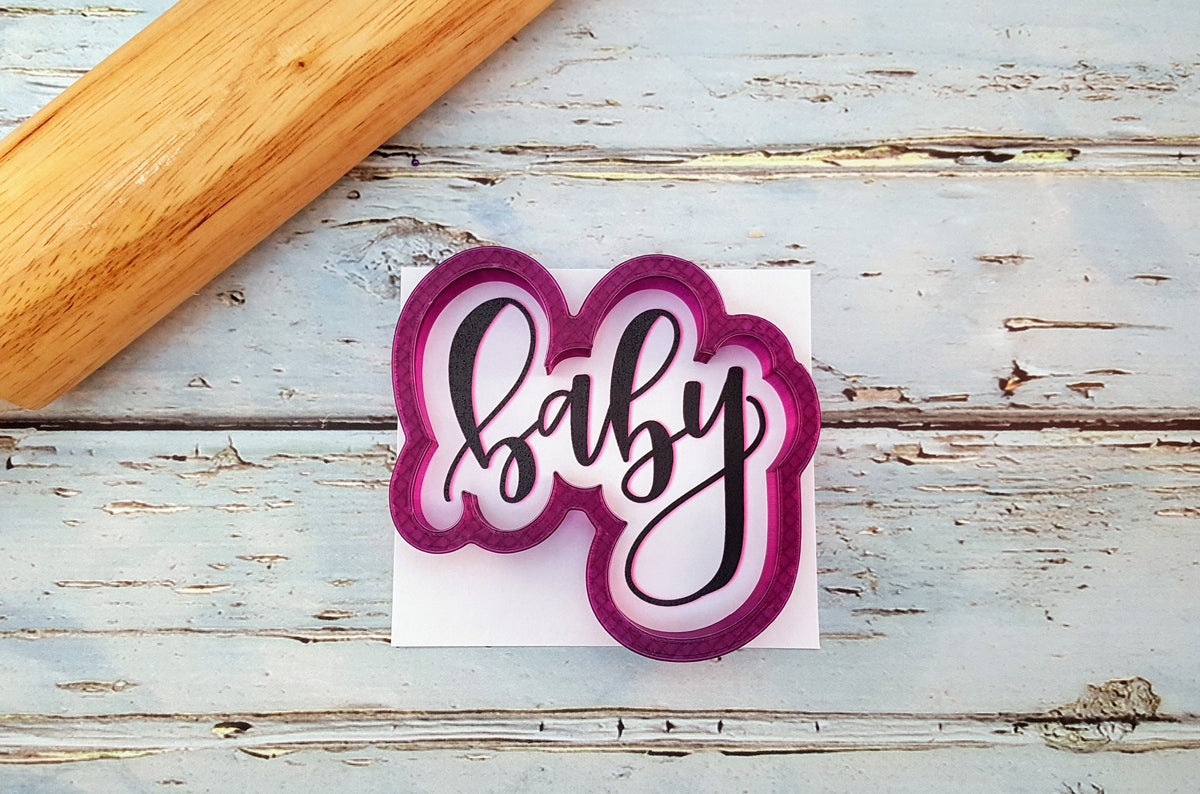 Baby Hand Lettered Cookie Cutter with Optional Stencil – Bobbi's Cutters