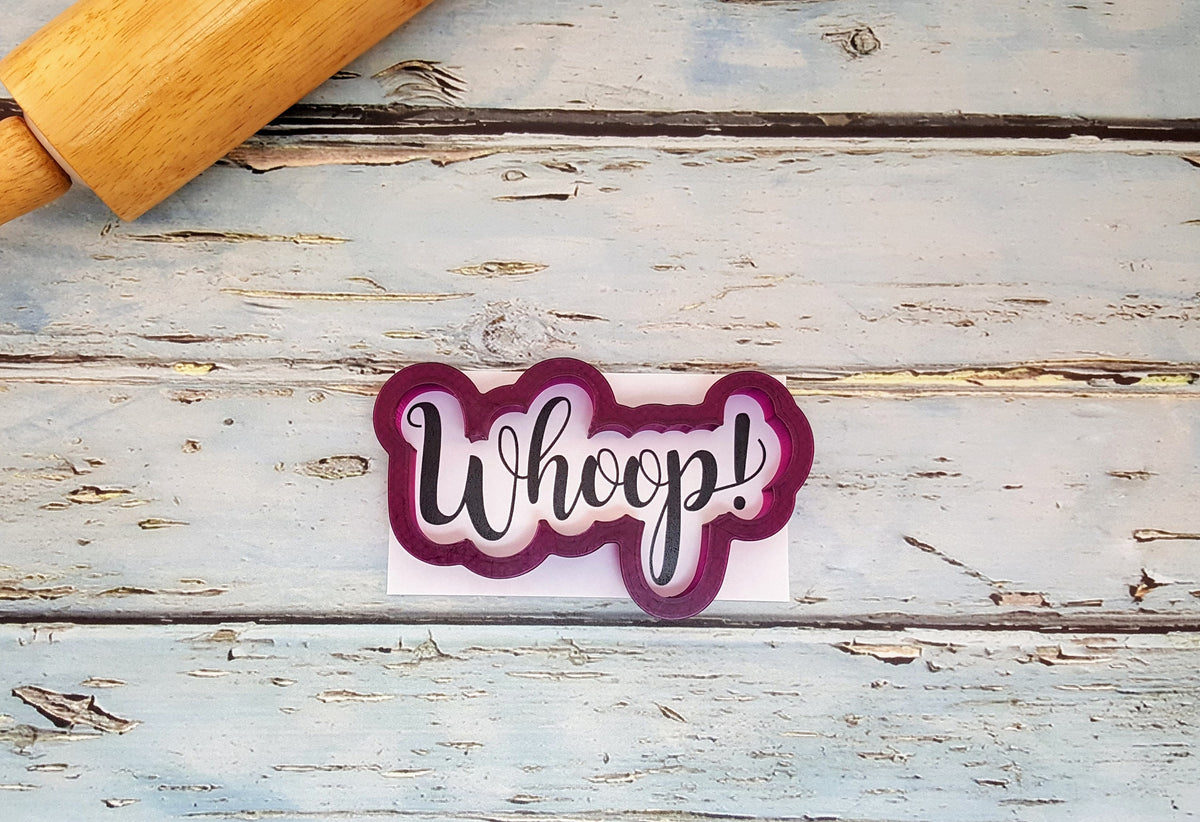 Whoop Hand Lettered Cookie Cutter with Optional Stencil – Bobbi's Cutters
