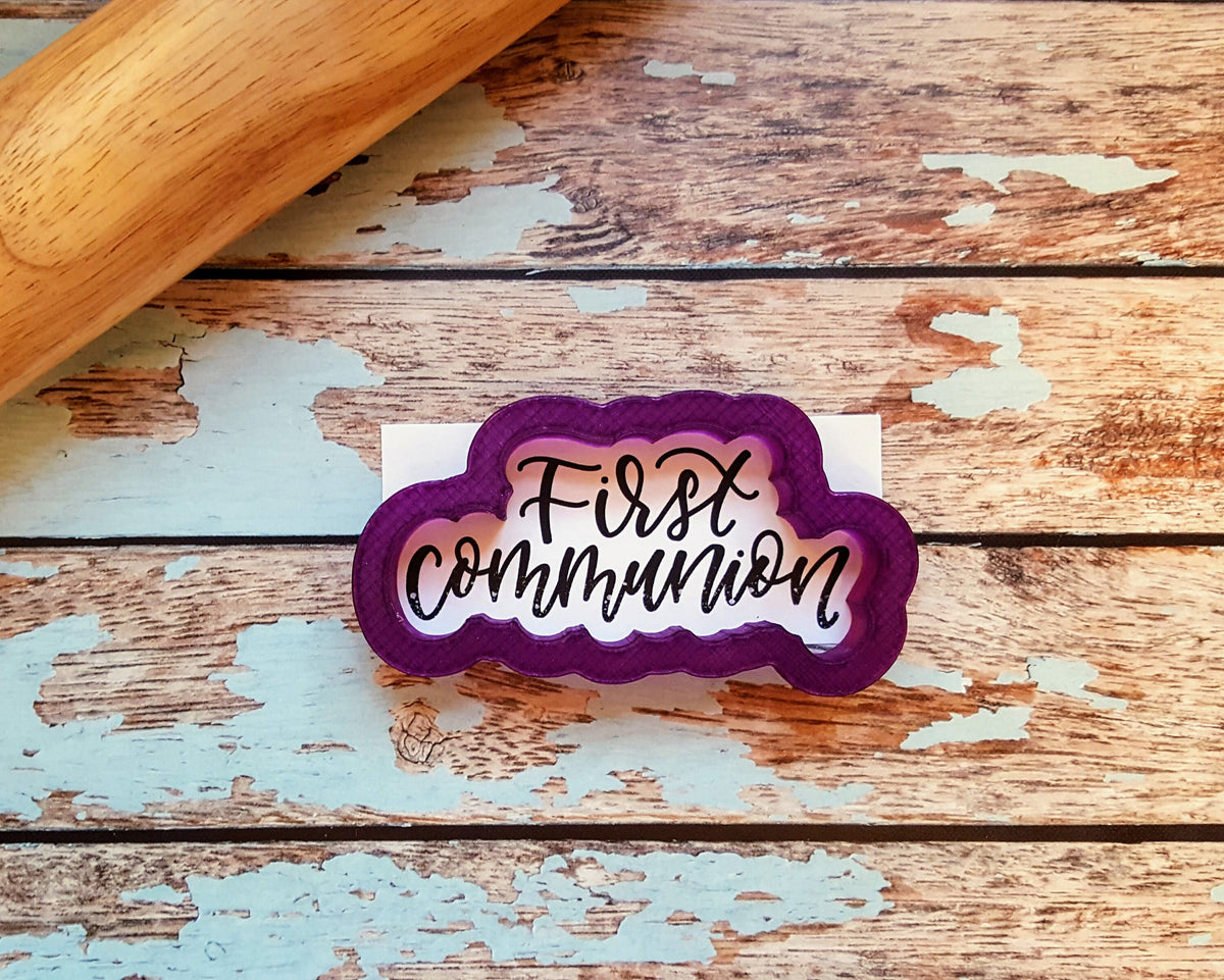 First Communion Hand Lettered Cookie Cutter with Optional Stencil ...