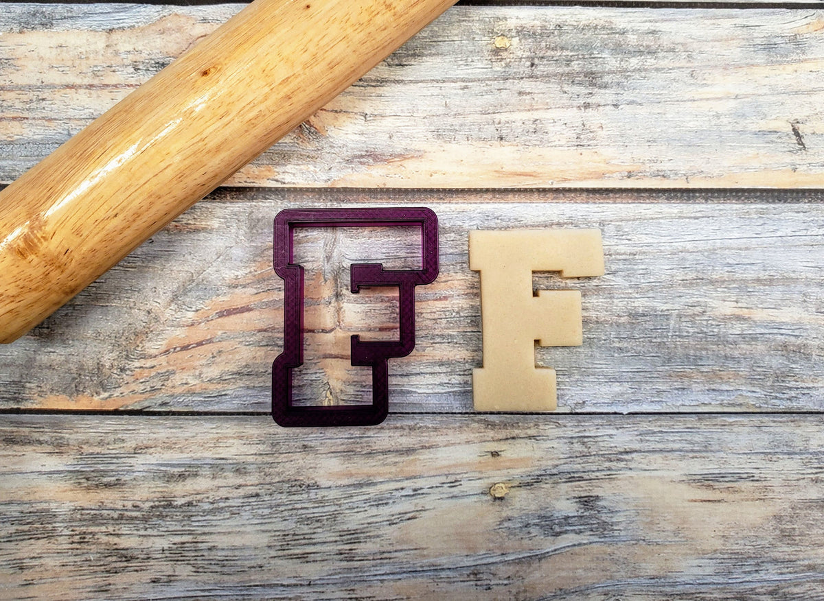 Varsity Letter F Cookie Cutter – Bobbi's Cutters