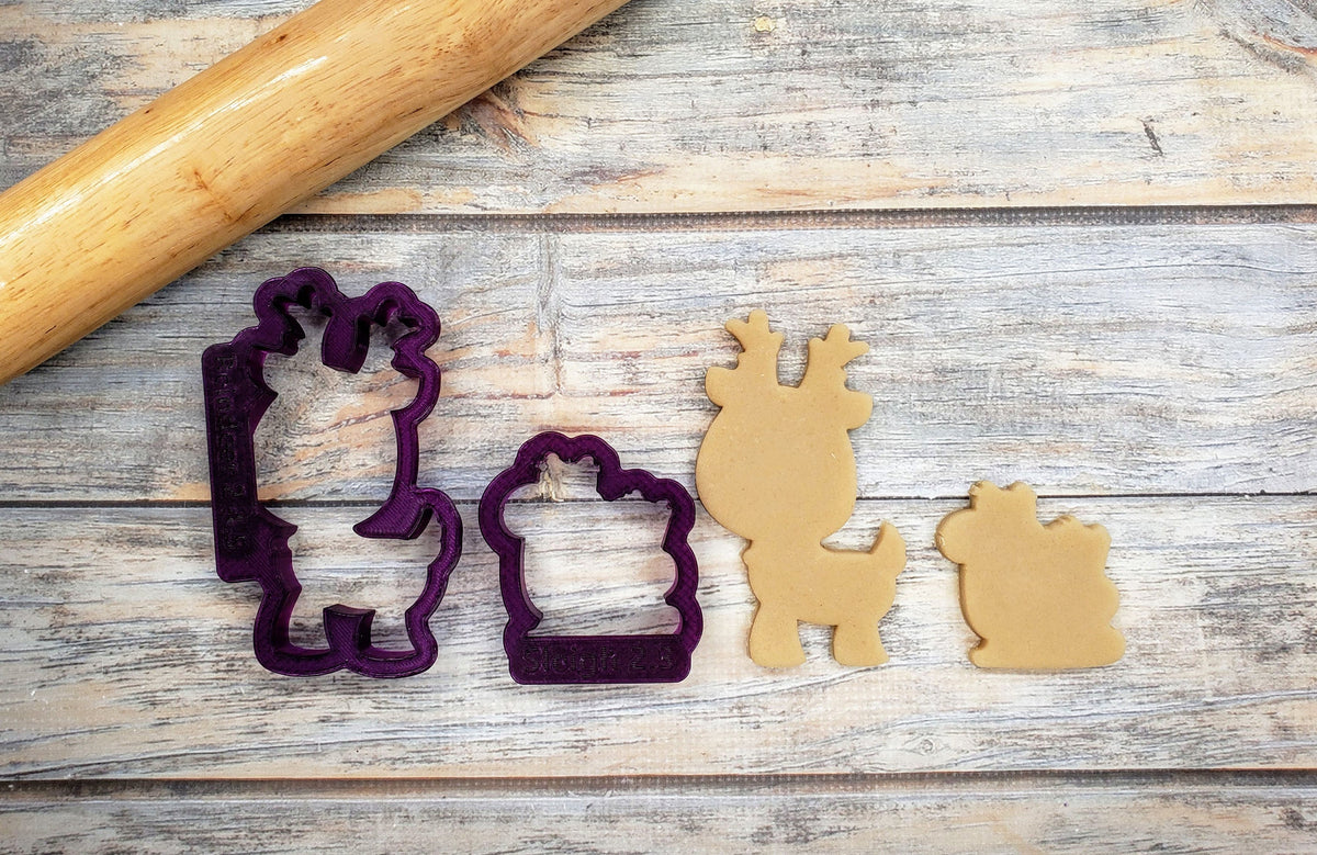 Reindeer with Sleigh 2 piece Cookie Cutter – Bobbi's Cutters